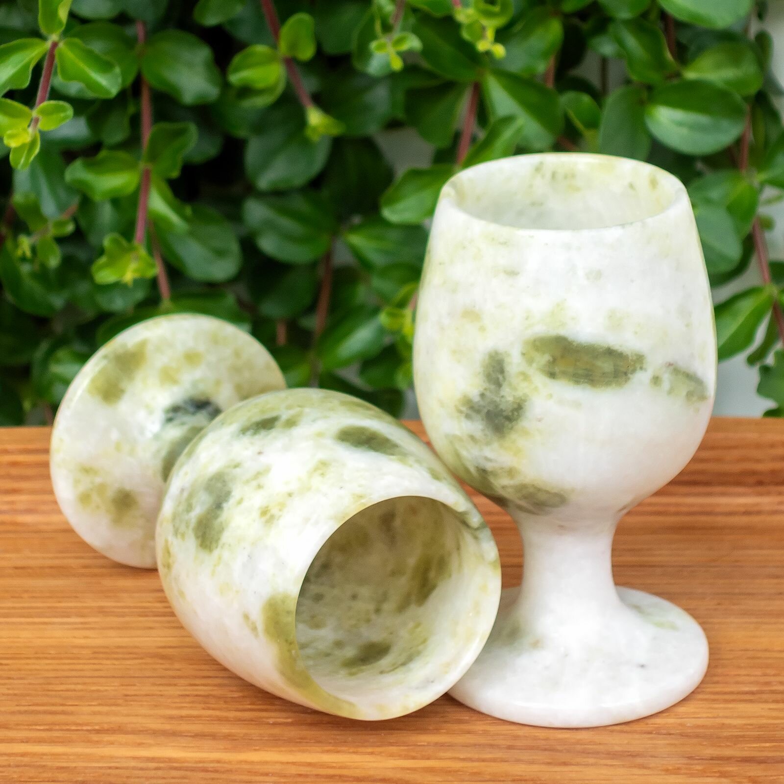 Набор 2 шт. Рюмка бокал из нефрита на ножке для водки, коньяка, ликера, вина, 2х50 мл