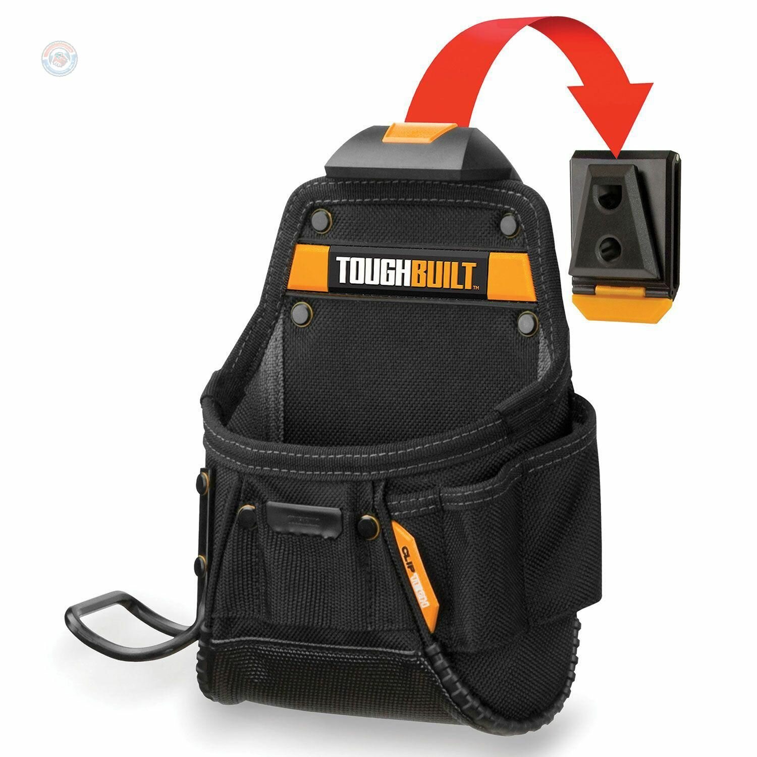 Сумка для инструментов TOUGHBUILT TB-CT-24, 6 карманов, петля для молотка, клипса ClipTech, поясная крепёжная система, прочная 6-слойная конструкция, универсальный подсумок для строителей и мастеров