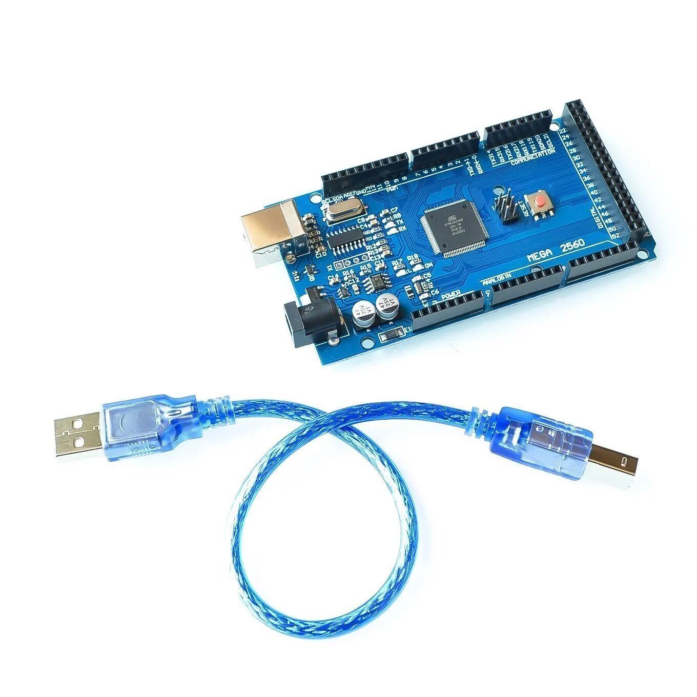 USB-плата MEGA2560 MEGA 2560 R3 (ATmega2560-16AU CH340G), AVR USB-плата для разработки MEGA2560 PRO для Arduino, плата расширения, комплект «сделай сам», CH340 with cable
