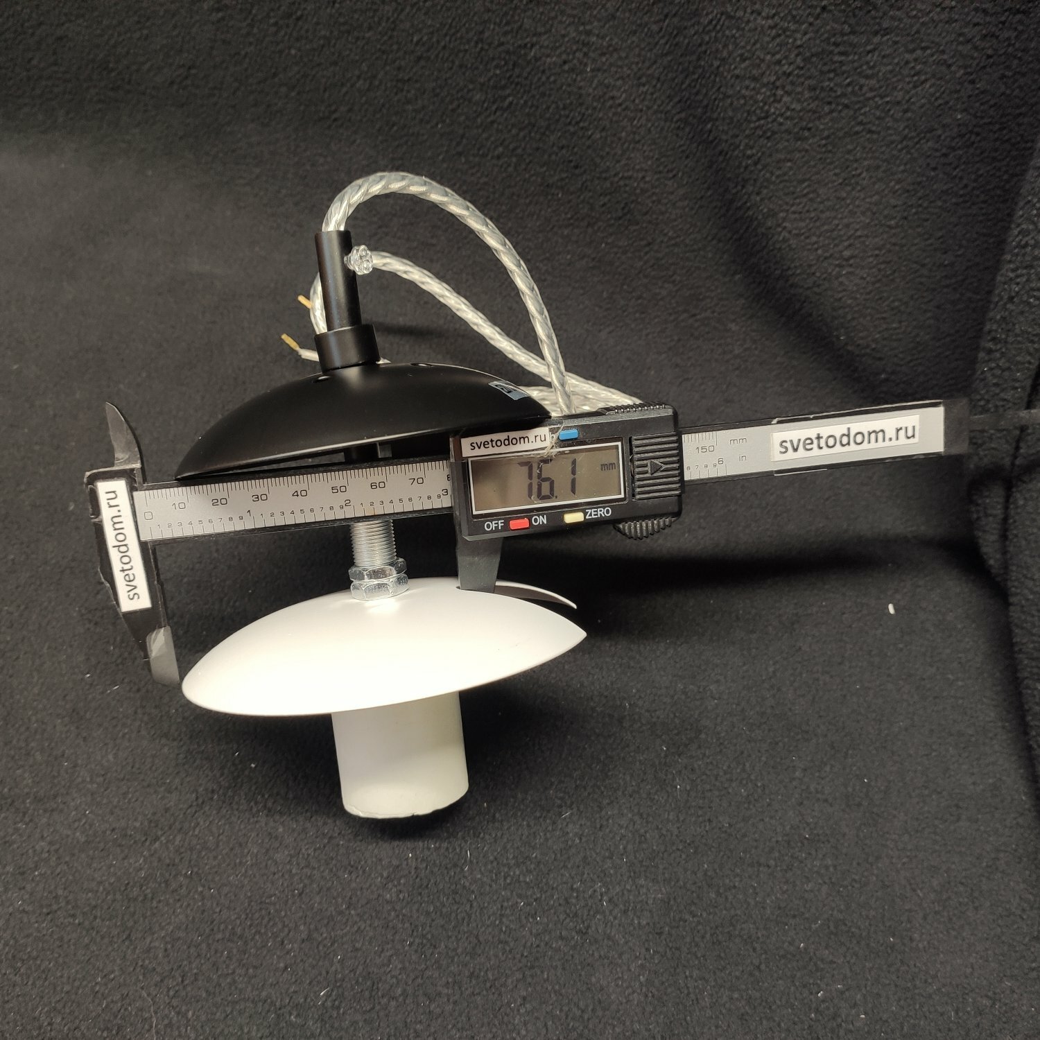 Подвесное крепление для светильников ШАР 250-400мм с отверстием плафона 75-105мм E27 прозрачный шнур 1,6м черный