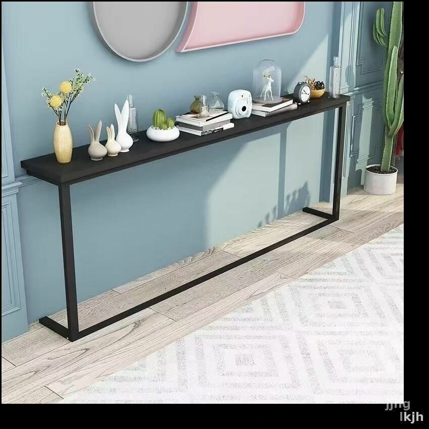 Консольный столик 120×20×80 см. из ДСП и металла, коричневый/белый — узкий стол в прихожую, гостиную и спальню