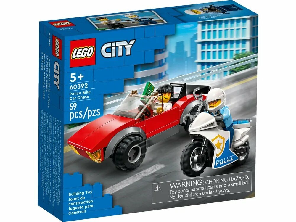 Лего City серия, LEGO 60392 Police Bike Car Chase, lego конструктор для мальчика, лего для девочек