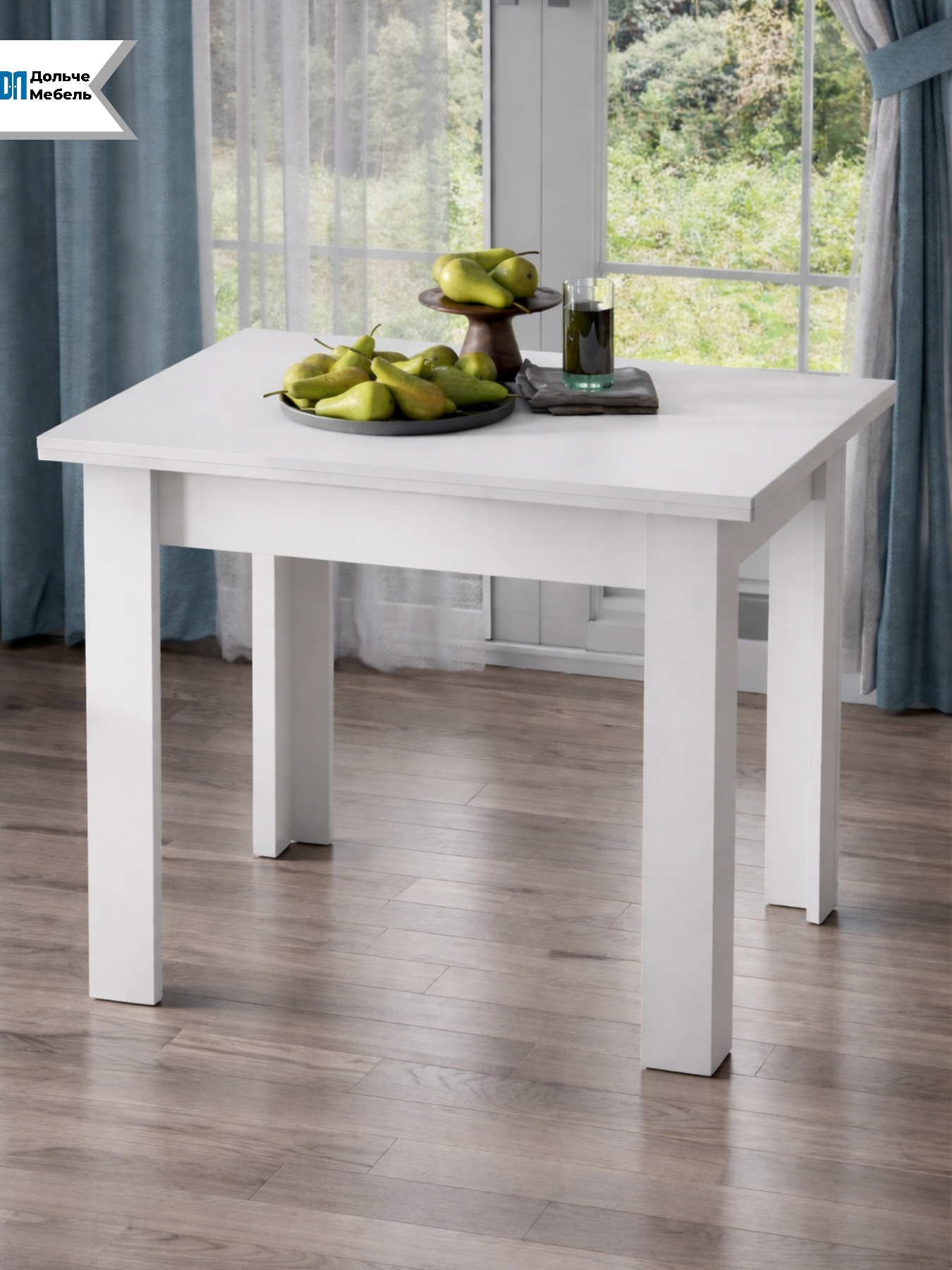 Стол кухонный раздвижной СО-3, обеденный раскладной 75–112 см, белый