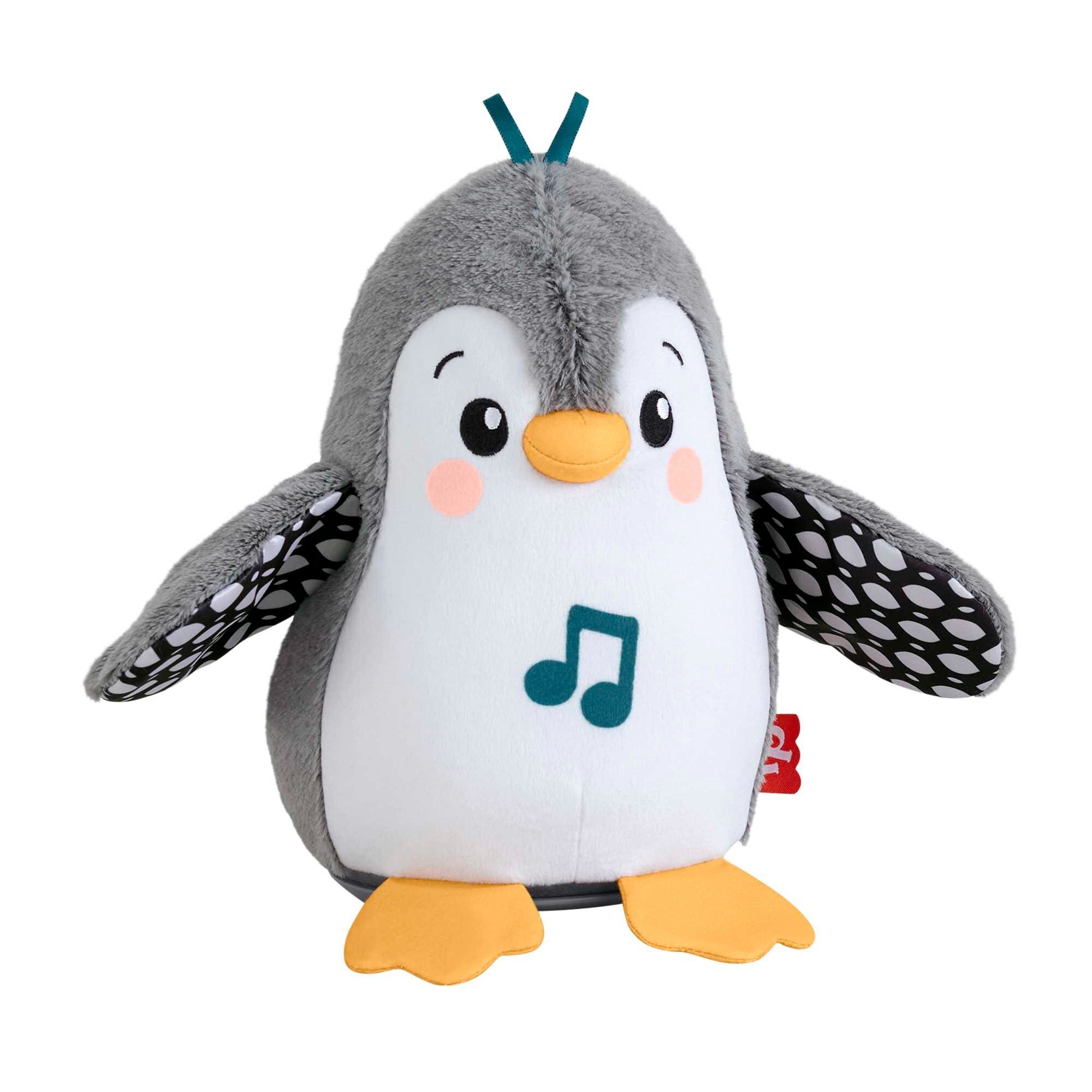 Интерактивная мягкая игрушка Fisher-Price Flap & Wobble Пингвин, 23.5 см, серый/белый