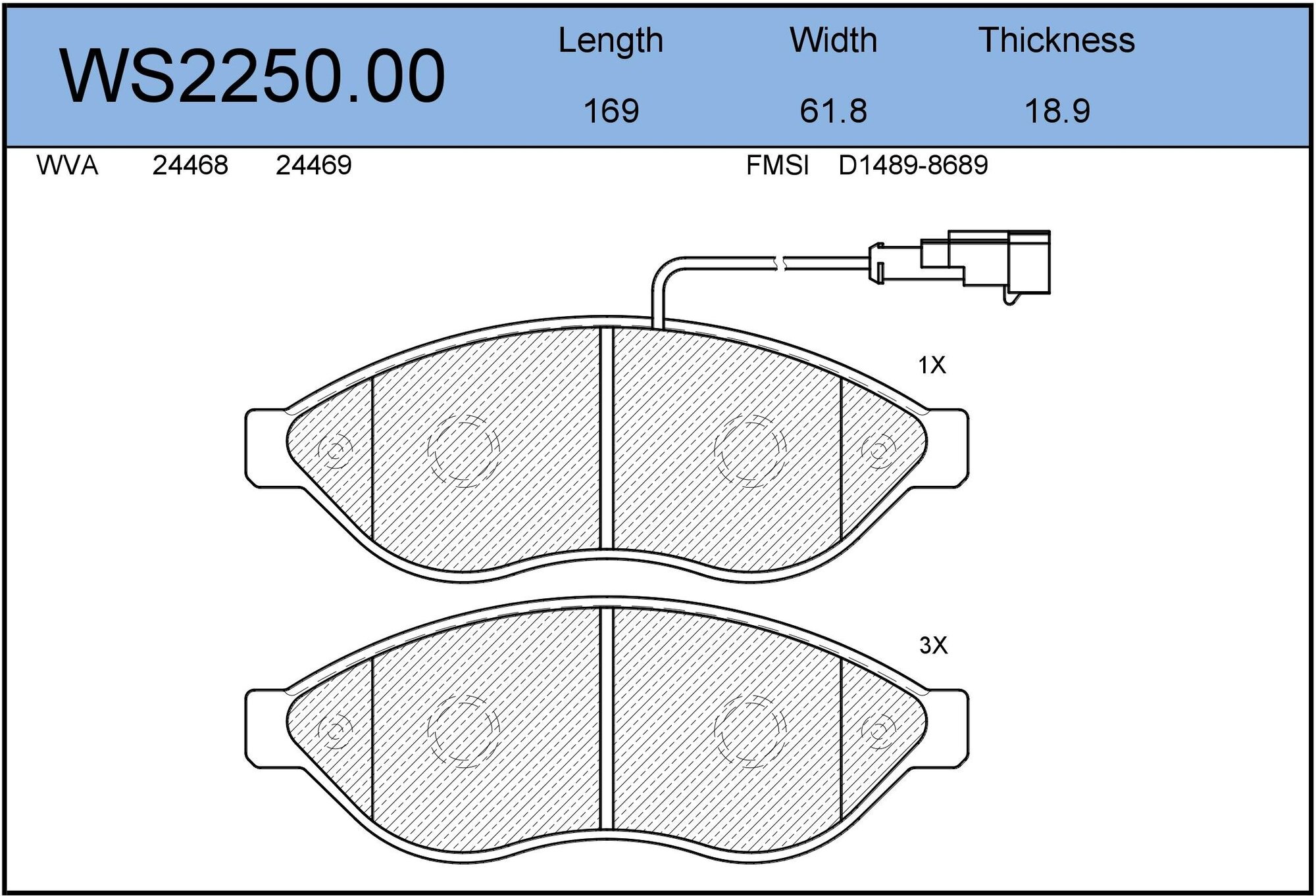 Колодки тормозные дисковые перед JEENICE WS2250.00