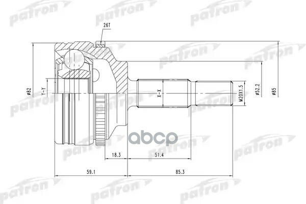 ШРУС наружн к-кт 21x52.2x30 ABS:26T RENAULT: Clio II 98-, Kangoo 97- PATRON арт. PCV1378
