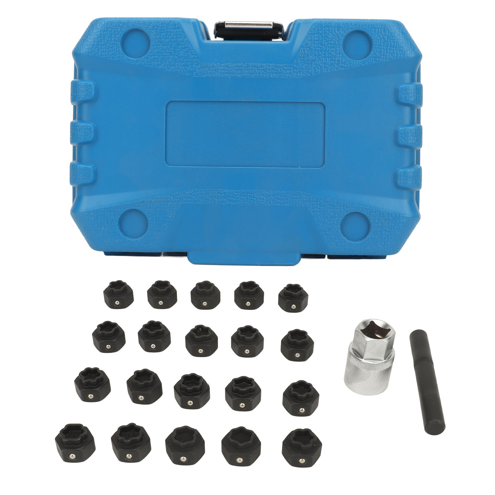 Комплект ключей для секретных гаек колес, 22 предмета: высокопрочные, антикоррозийные адаптеры для м
