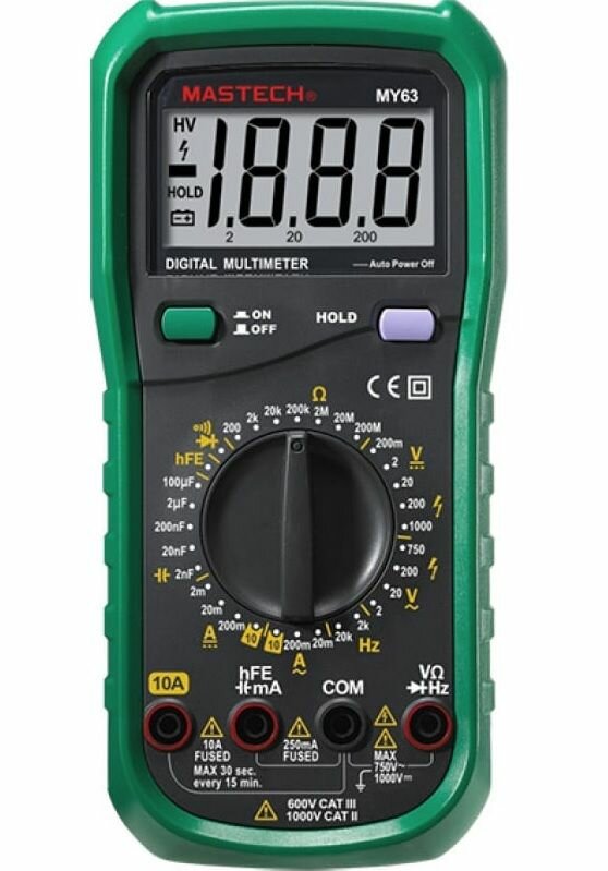Мультиметр цифровой MY63 Mastech разрядность 2000 измерение частоты автоотключение