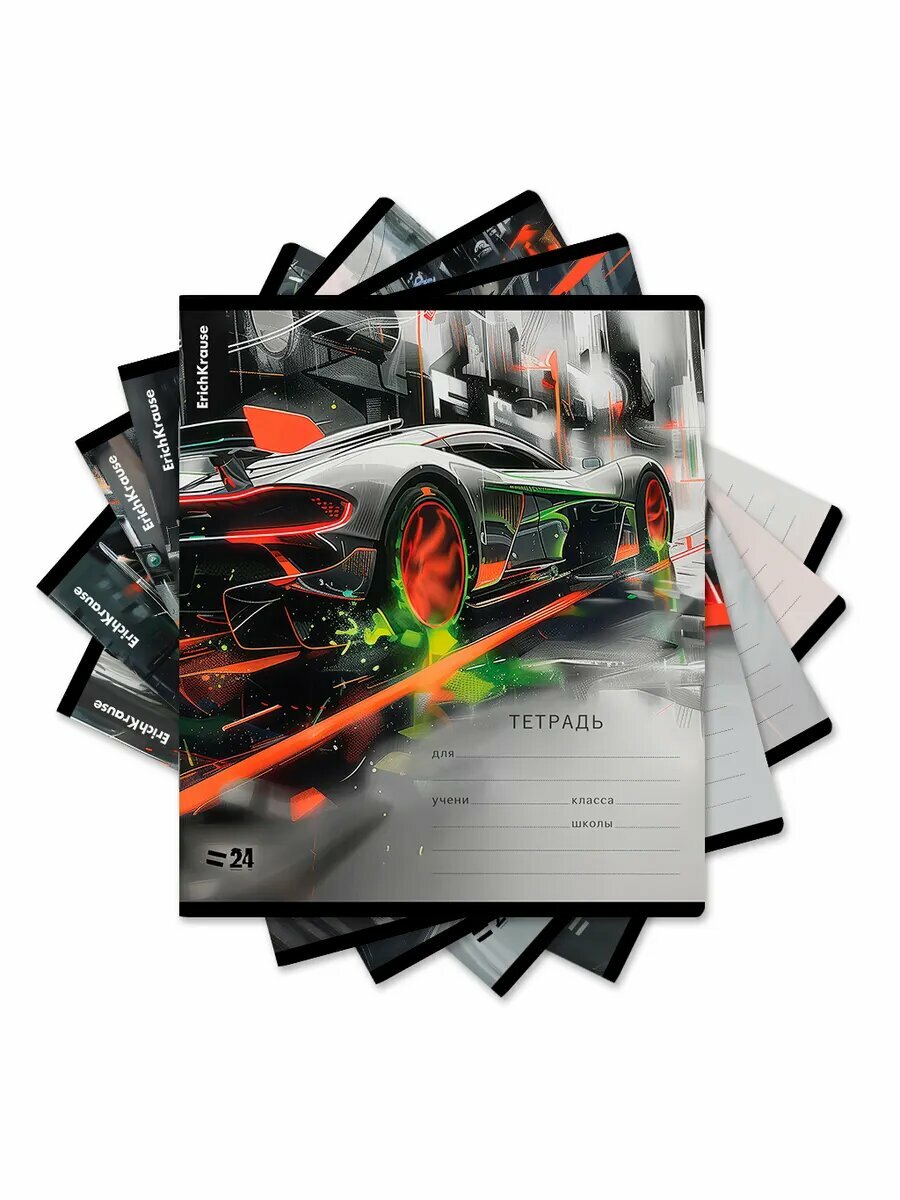 Тетрадь шк. ученич. Adrenaline Speed, 24 л, линейка - 10 шт.