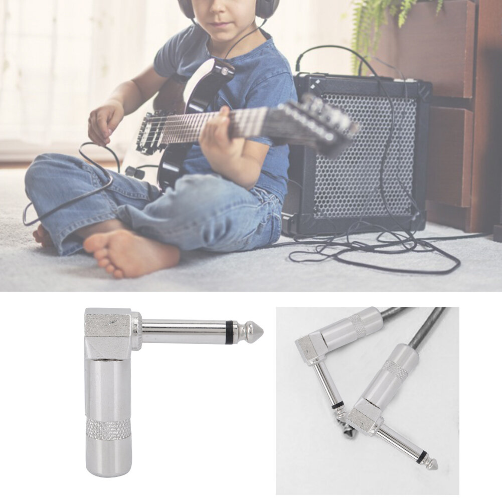 5pcs Коннектор Jack Аудио для Гитары и Микрофона, Плафон Mono 6.35mm Прямоугольного Угла, Терминал Кабеля, TS 2-Pole, Монтаж Проволочным Запаянием, Металлическое Конструкция, Никелевое Покрытие