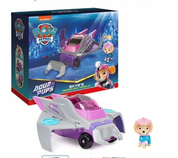 Игровой набор Акващенки Фигурка щенок Скай и лодка трансформер Манта Рэй Щенячий патруль : Paw Patrol Aqua Pups