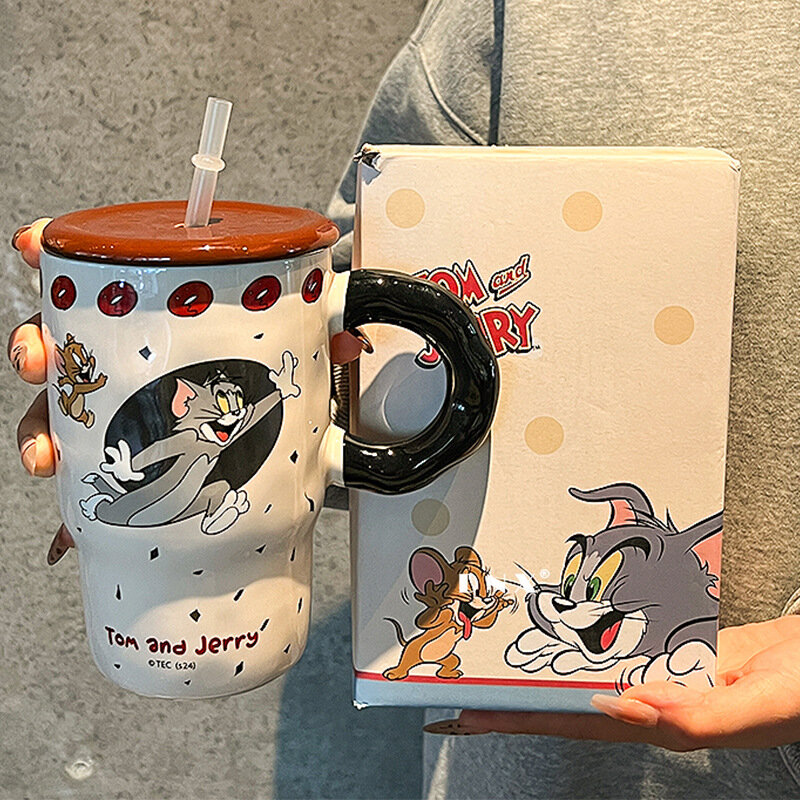 Кружка Том и Джерри, керамическая, новый стиль, для девочек, высококачественная, чашка для воды, домашняя кофейная чашка, подарок на день рождения для пары