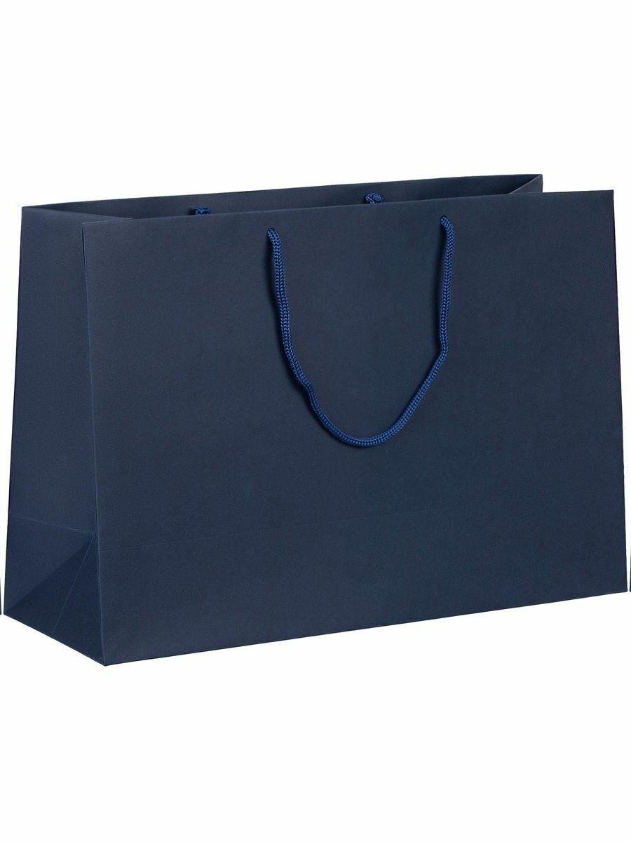 Подарочный пакет праздничный бумажный, упаковка подарка 35х24х12 Ample Plus M, синий
