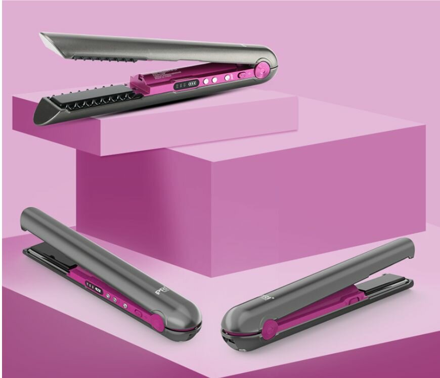 Выпрямитель для волос Mi-Tech PRITECH, беспроводное использование, LED-индикатор, 22Вт, светло-розовый