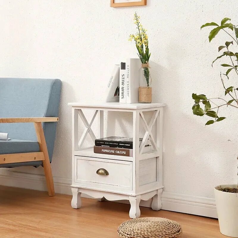 Прикроватная тумба GUIZI-2, массив дерева, без ручек, 45 см x 30 см x 59 см, 1 ящик