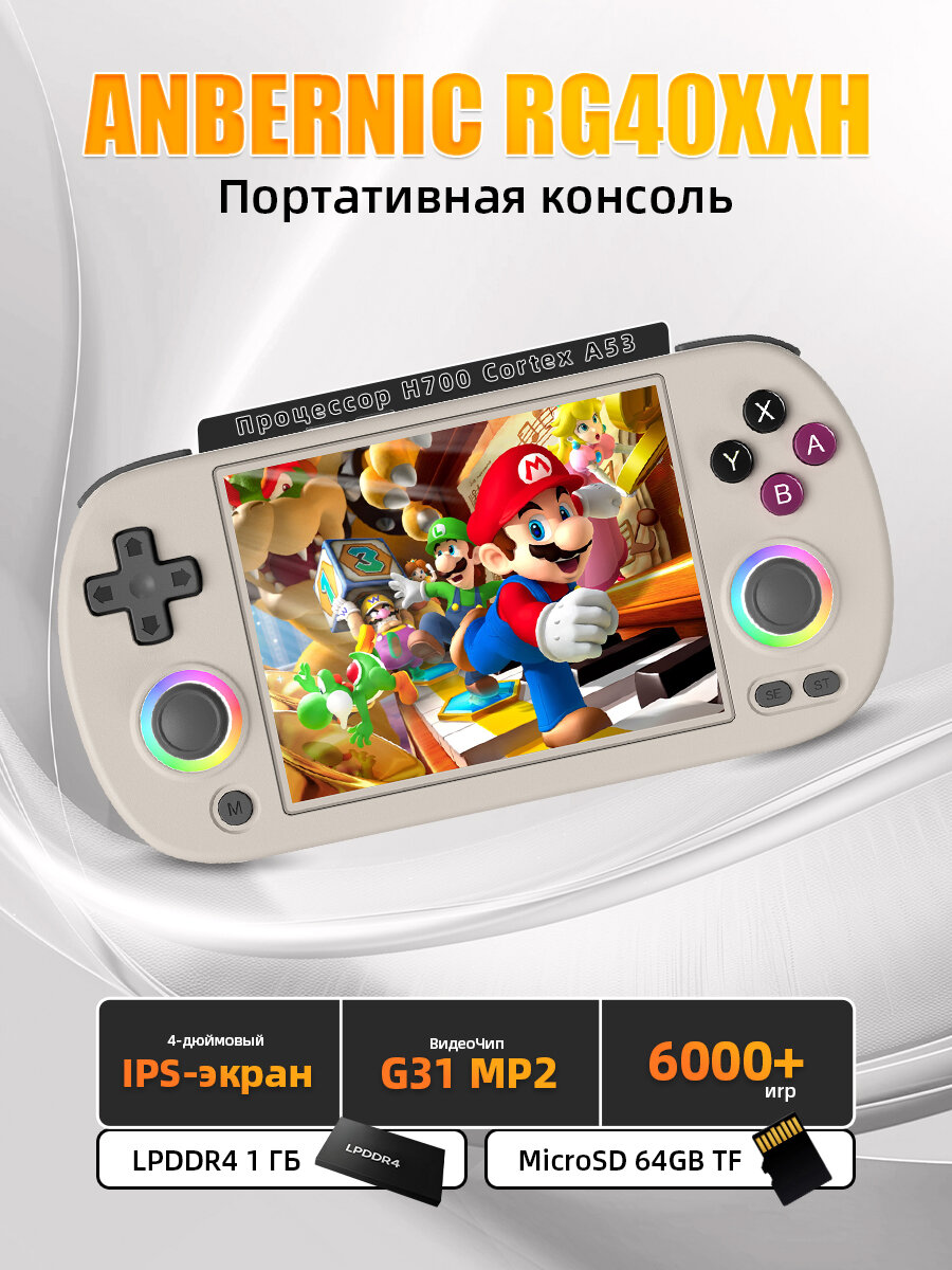 Игровая портативная приставка ANBERNIC RG40XX H ,64G серый