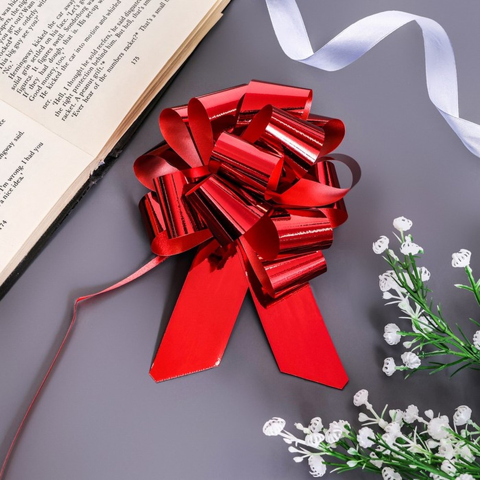 Бант подарочный UPAK LAND - шар № 3.2, для упаковки подарков, цвет красный