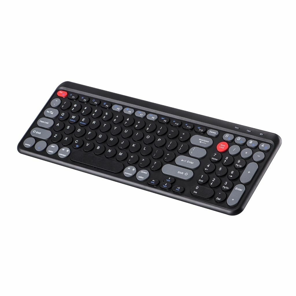 Эргономичная Bluetooth-совместимая клавиатура 2,4G, удобная для подключения трех устройств, со встроенной аккумуляторной батареей