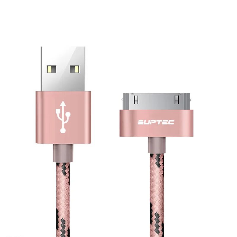 30-контактный USB-кабель SUPTEC для iPhone 4S 4 3GS iPad 1 2 3 iPod Nano itouch, зарядный кабель, адаптер для быстрой зарядки, синхронизации данных, шнур 1 m, Pure RoseGold