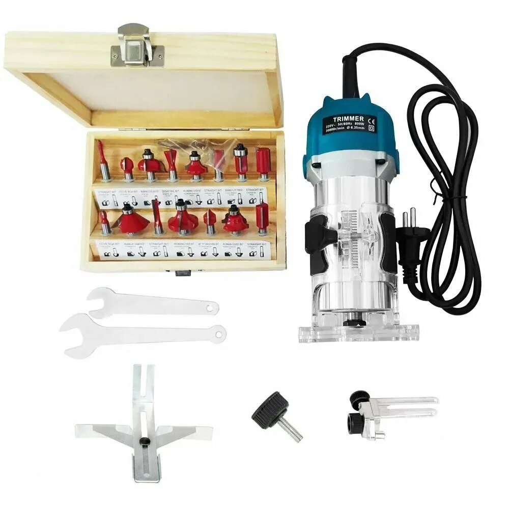 Фрезер электрический, 800Вт , цанга 6.35 мм и 15 фреза по дереву