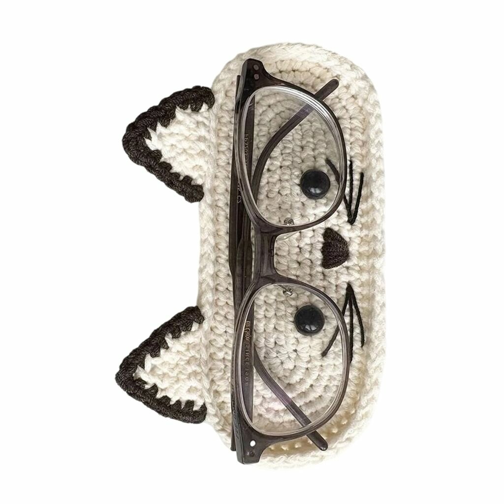 Коробка для хранения очков ручной работы из серии "Вязаные крючком животные"-2