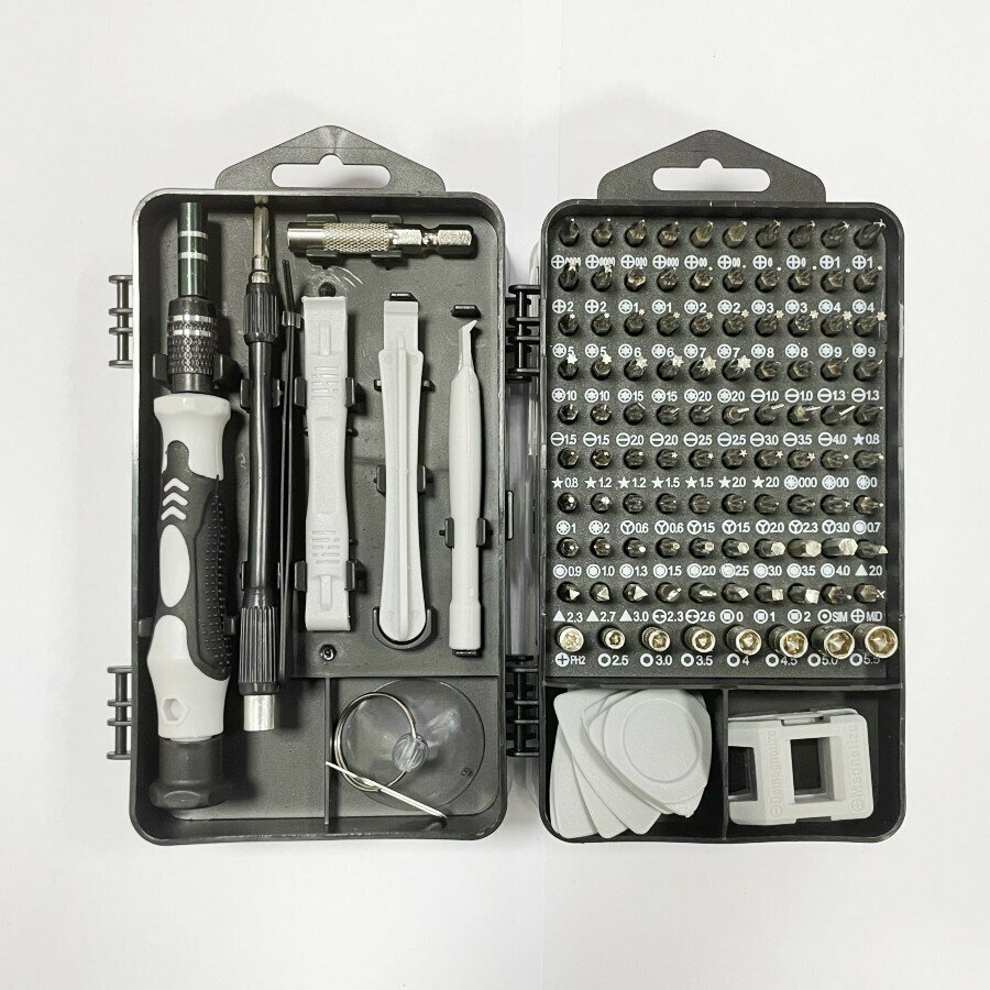 Набор отверток и бит для ремонта электроники, 115 в 1, черный