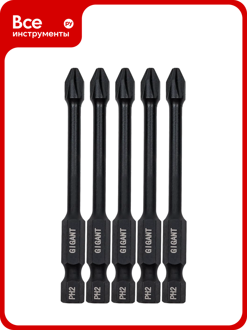 Торсионные, PH2, биты PH2, 70 мм, 5 шт, S2 Gigant GBM TR5270, 2x70 мм