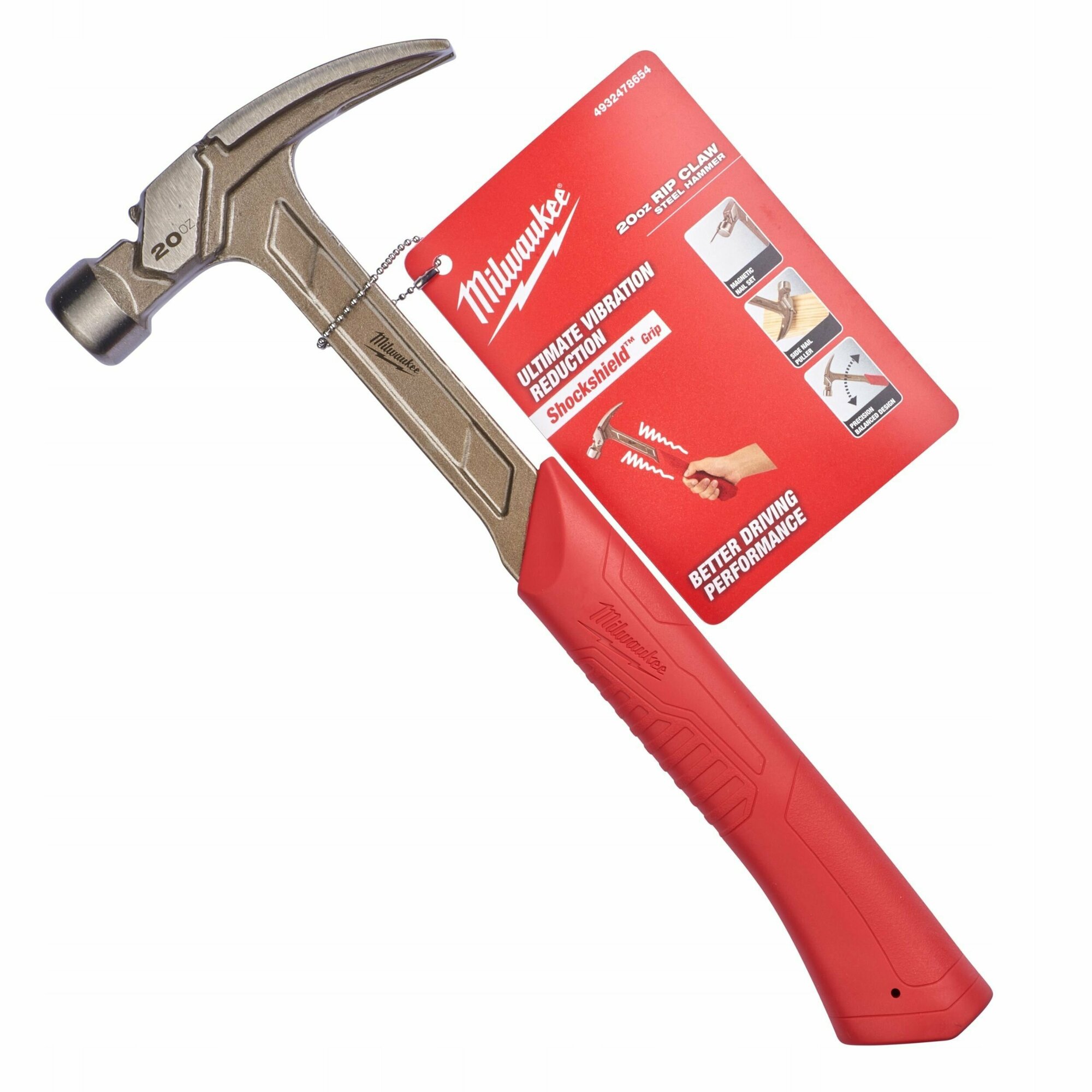 Стальной молоток Milwaukee с прямым гвоздодером 20 унций, 570 г