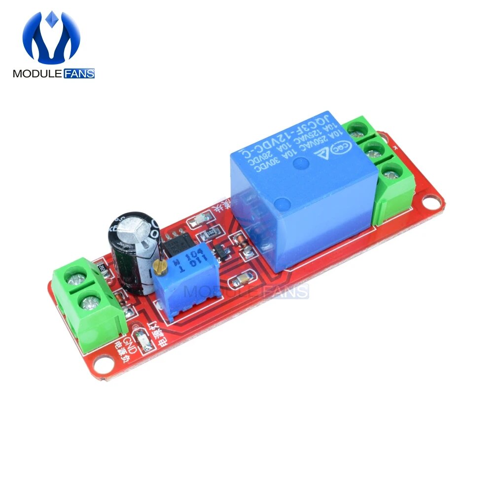 Реле времени NE555, 12 в пост. Тока, 10 А, 0-10 секунд, со светодиодным индикатором