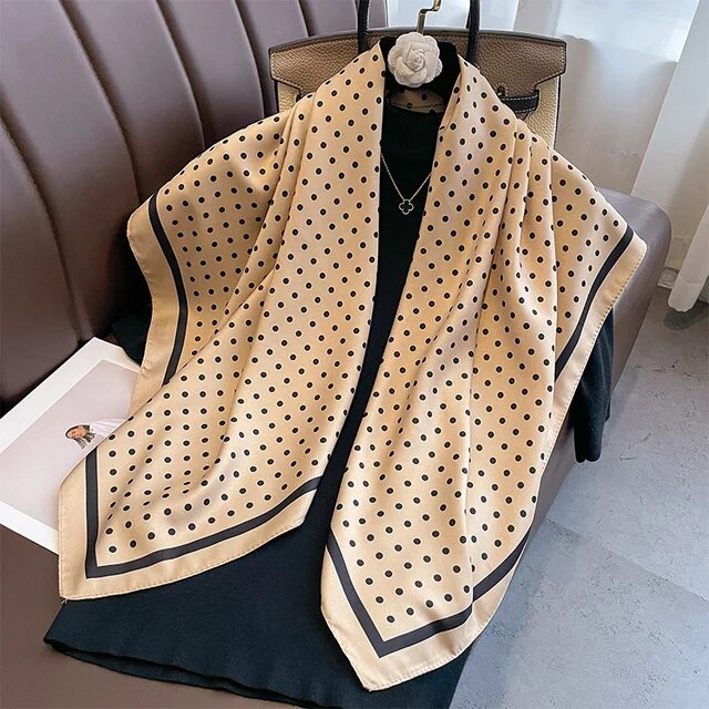 Шёлковая шаль 90 см, квадратный шарф, искусственная кожа, новая Женская повязка на голову, повязка для волос, принт, фуляр, мягкий хиджаб, бандана 2024