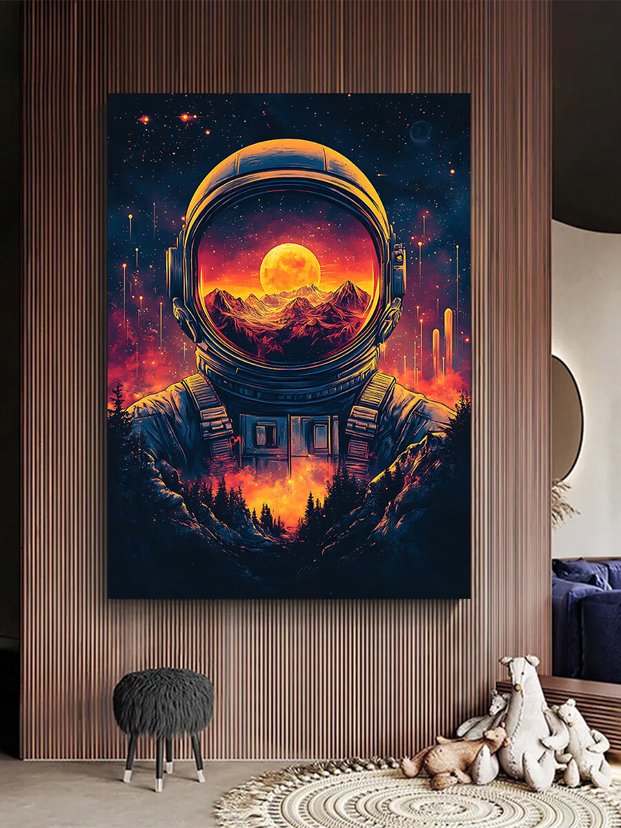 Картина на стену для интерьера - "Космос / Космонавт" , 20х30 см.