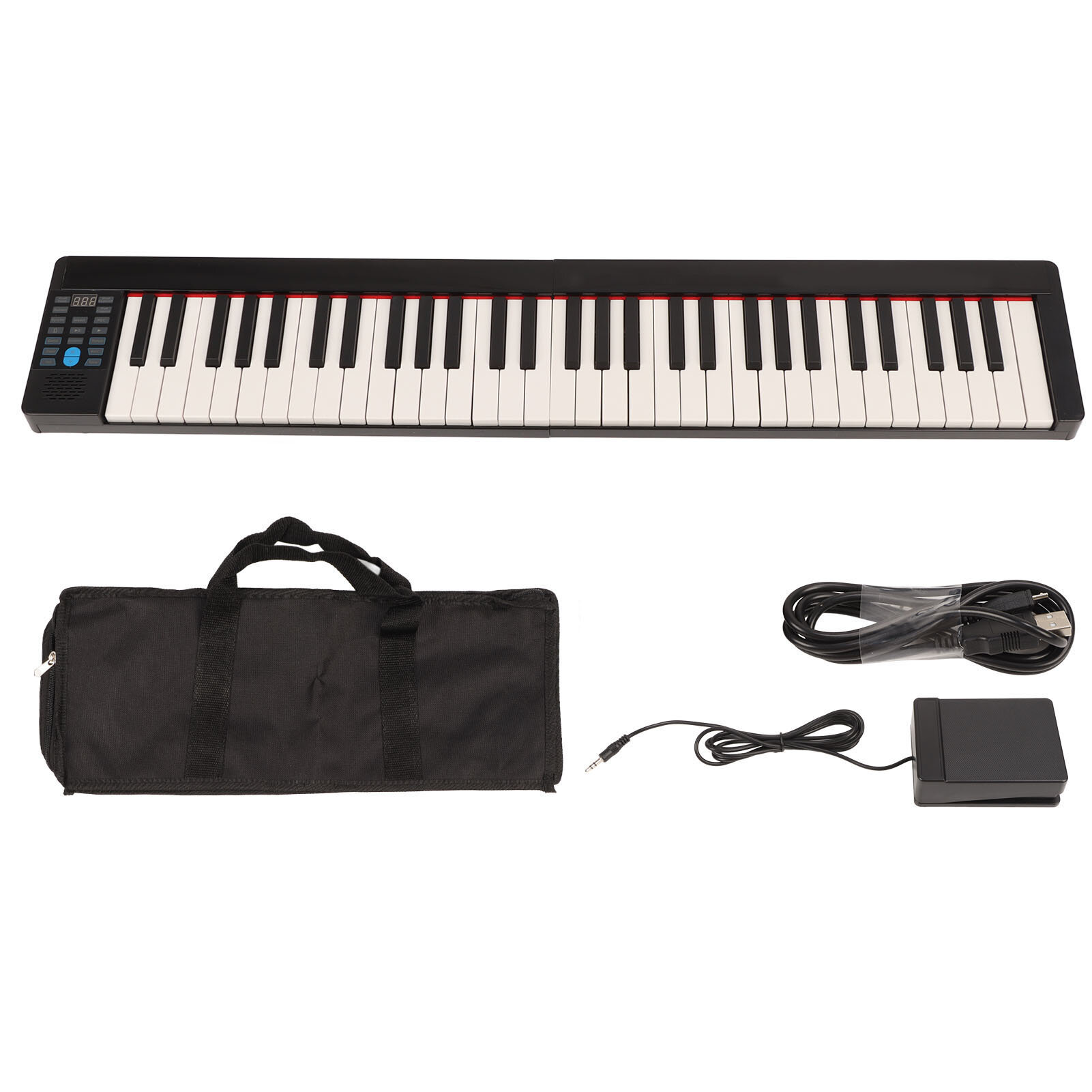 Складное цифровое пианино 61 клавиши Полноразмерные смарт -Bluetooth Midi Portable Electric Piano для начинающих 100–240 В.