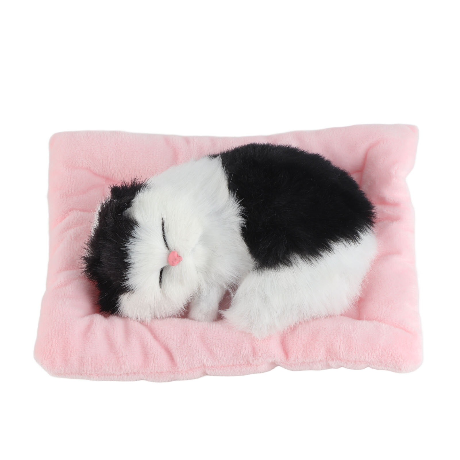 Поддельные кошки, спящий котенок, кукла, игрушка, имитация спящего кота на подушке, интерактивная игрушка для домашних животных со звуковым активным углеродом, форма черного и белого кота