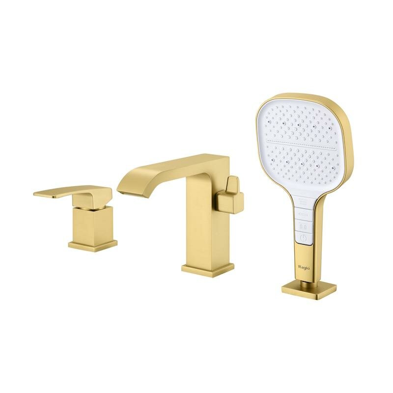 Смеситель на борт ванны Raglo R02.31.03, золотой сатин, качество и стильный дизайн