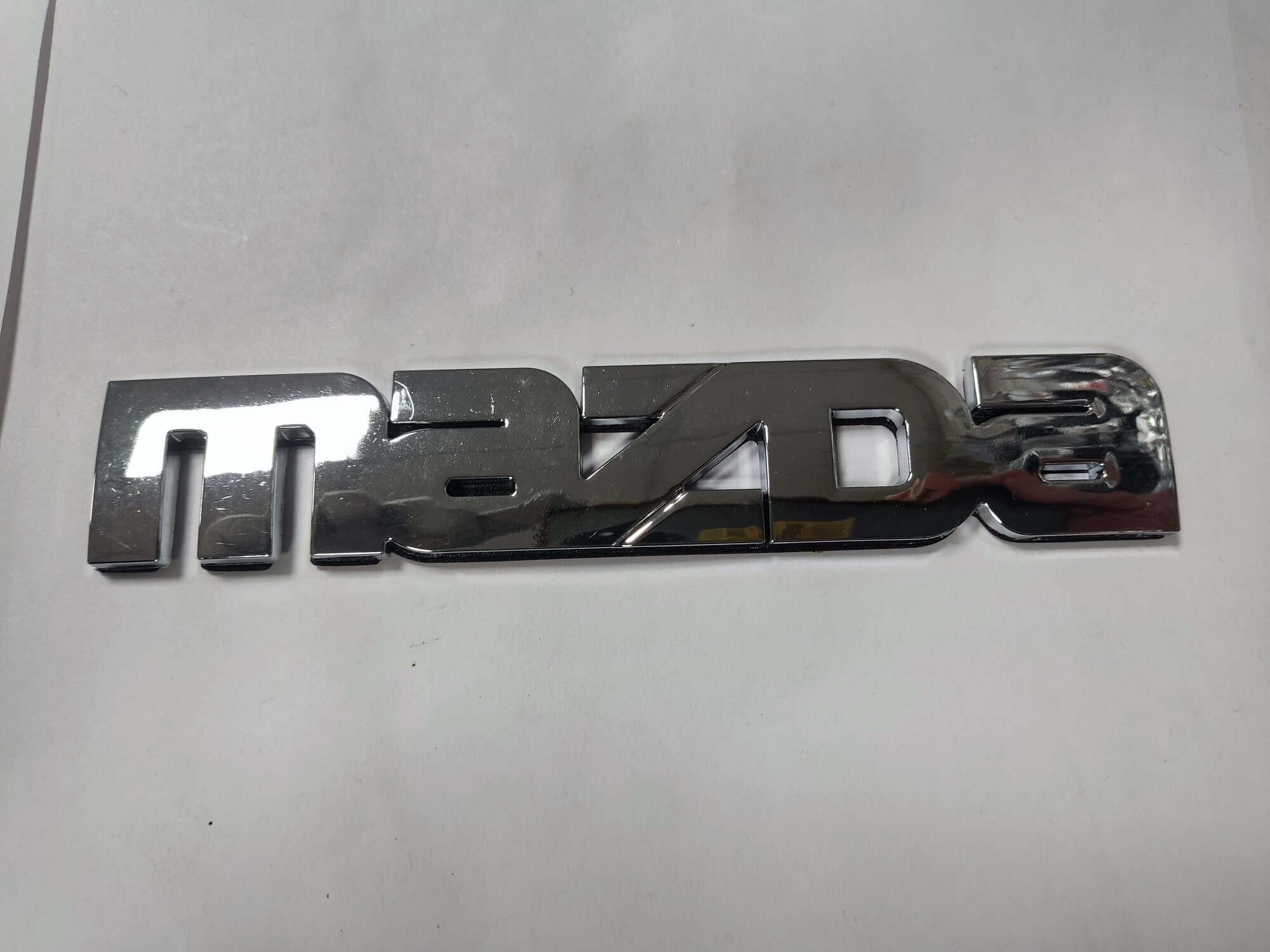 Шильдик (Надпись) "Mazda", для багажника, пластик, самоклеящийся, серебристый, хром, 17см