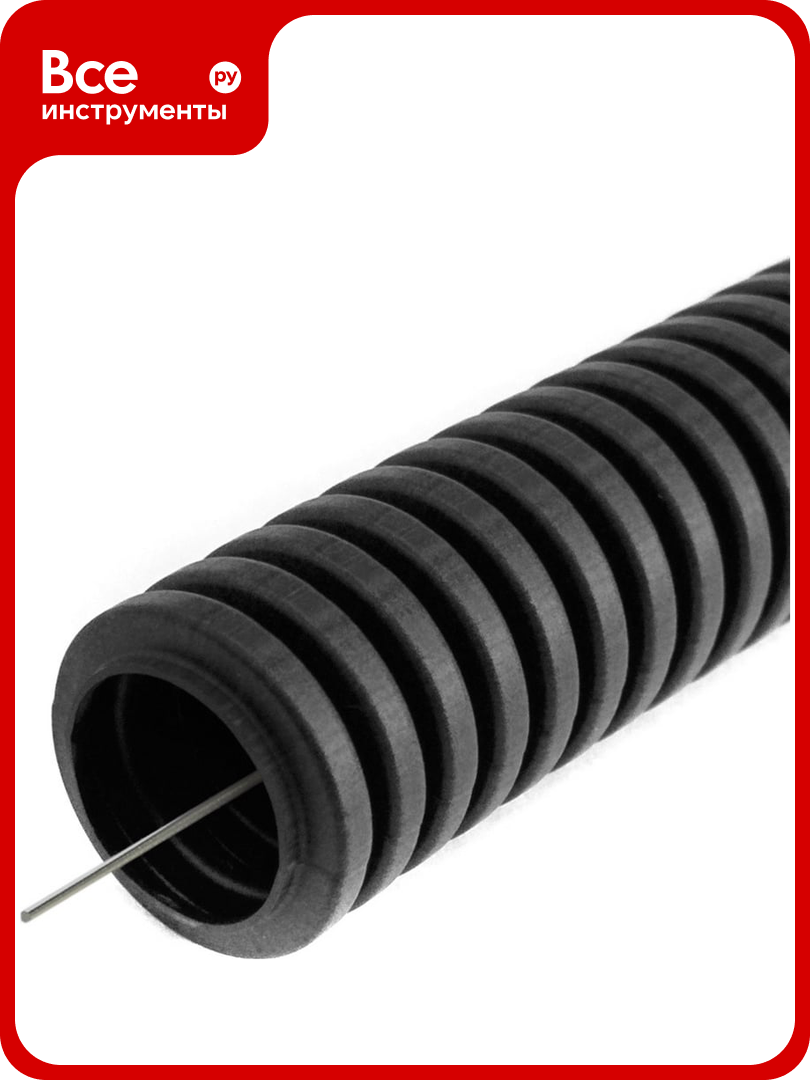 Гофрированная труба Промрукав ПВХ легкая 350 Н черная с/з д25 50м PR01.0057