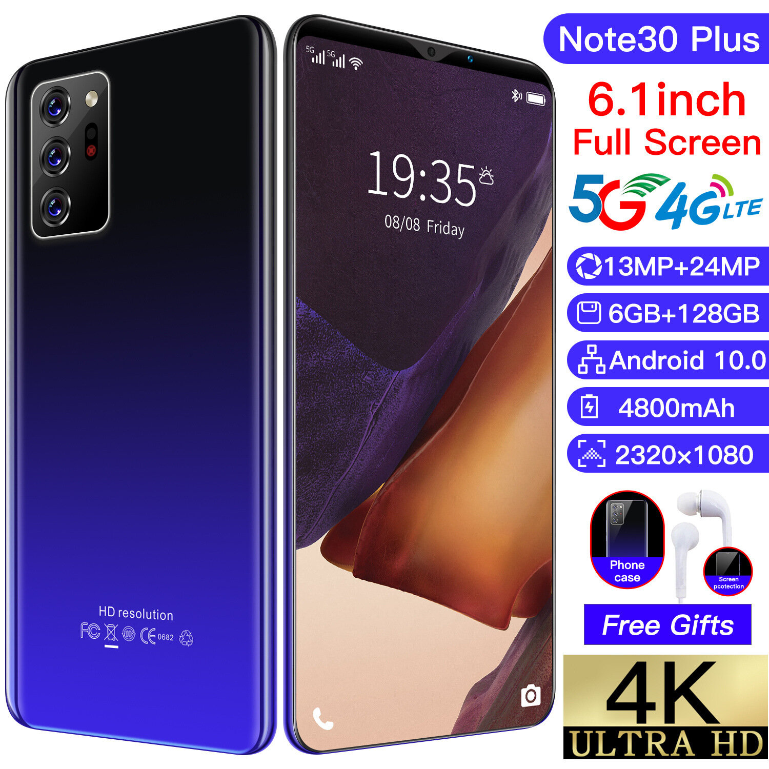 Смартфон Note30Plus, 10 ядер, Android 6.1, большой экран — фото 1