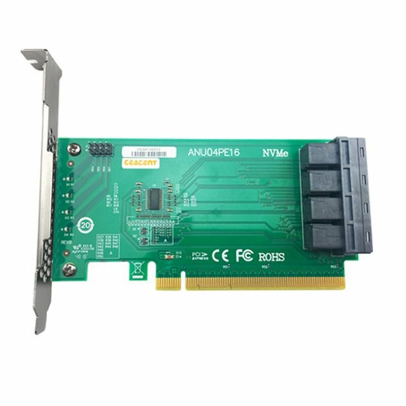 Контроллер NVMe MyPads ANU04PE16 SFF8643, 4 порта PCIe3.0 X16 SSD Exp Riser (без кабелей, без поддержки LSI 8643X2-8639X2)