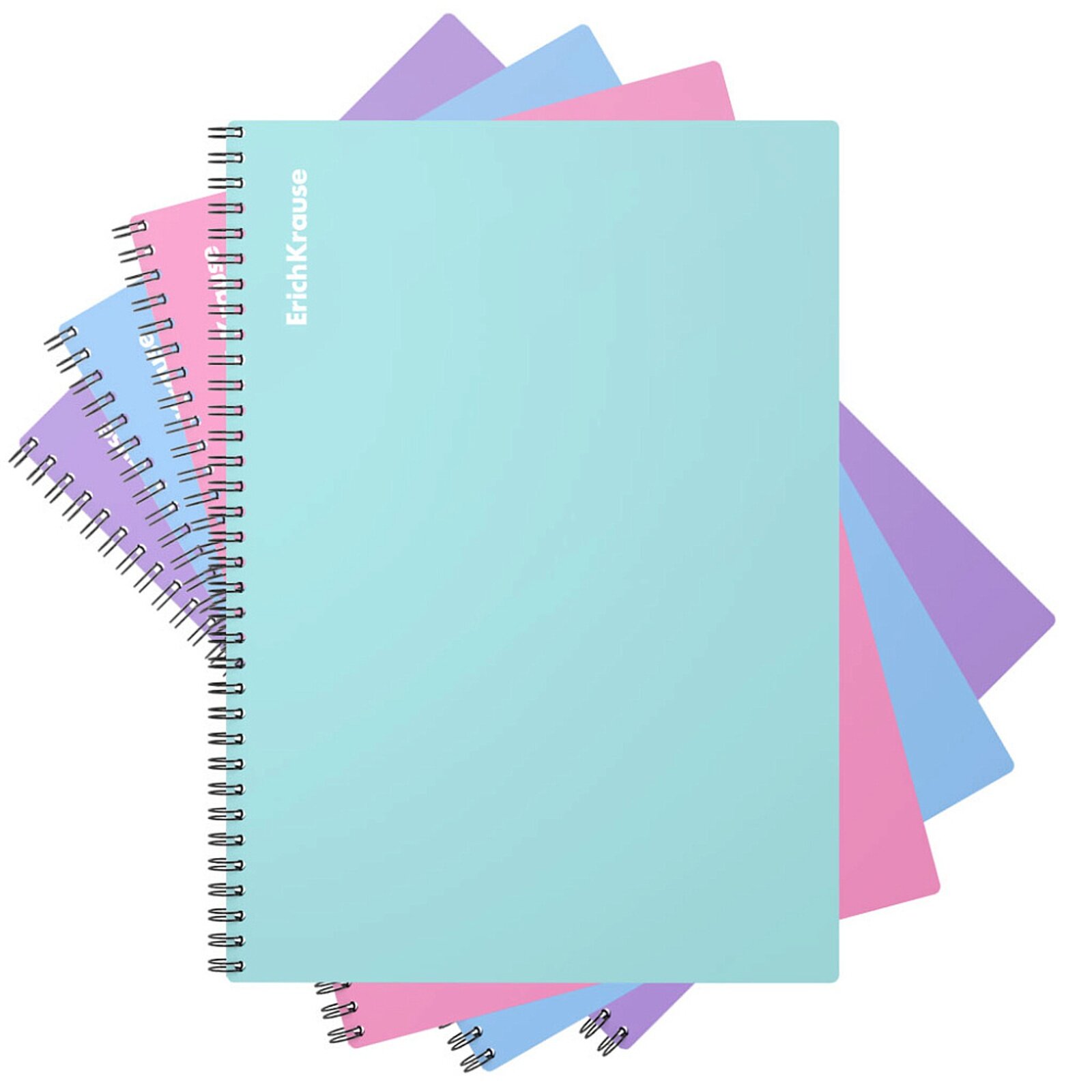 Тетрадь на спирали ErichKrause. Pastel А4, 80 листов, в клетку, пластиковая обложка, блок офсет, микс