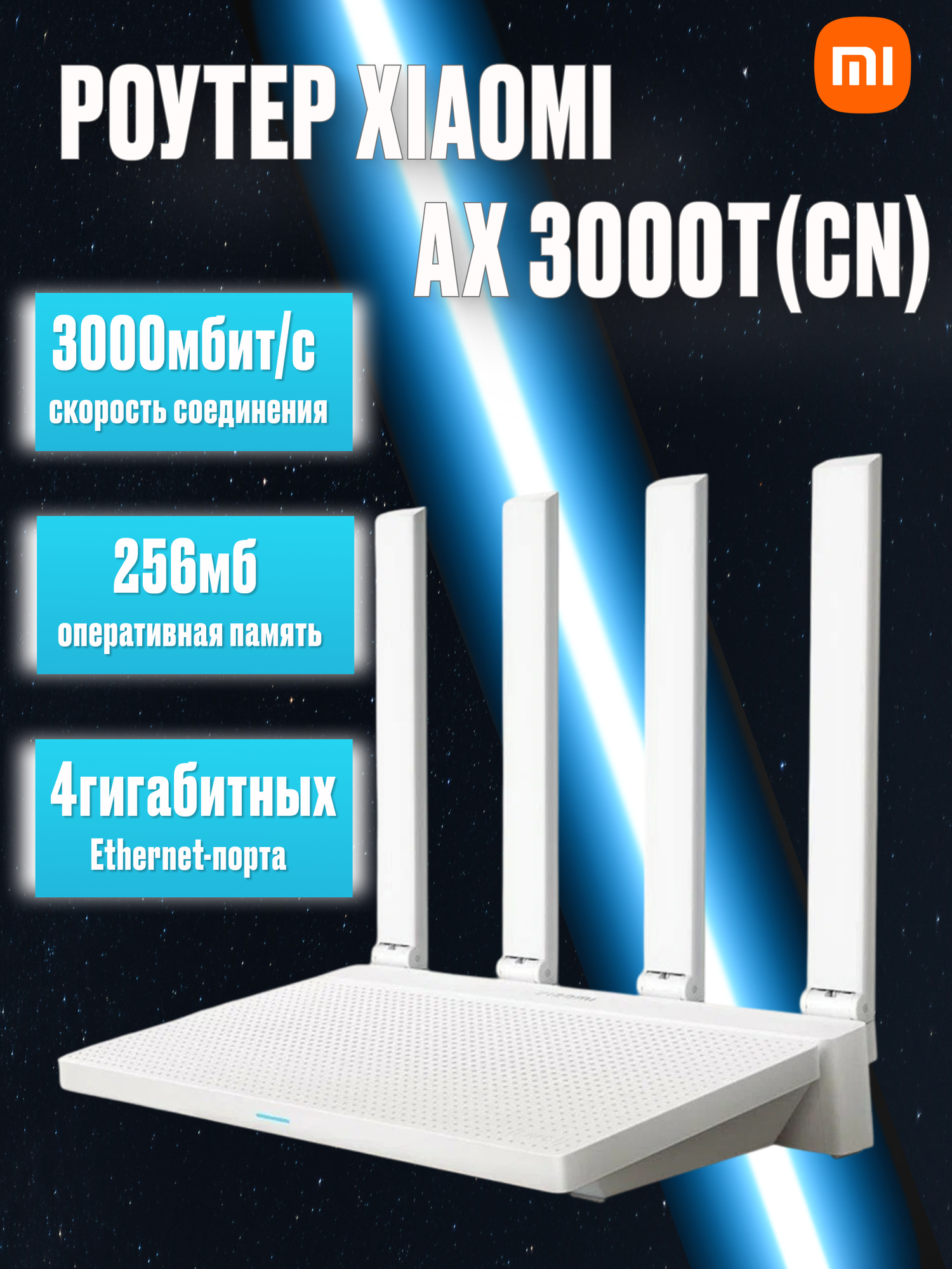 Роутер Xiaomi AX3000T, 4 внешние антенны, 128 подключаемых устройств. Hа чипе Qualcomm!