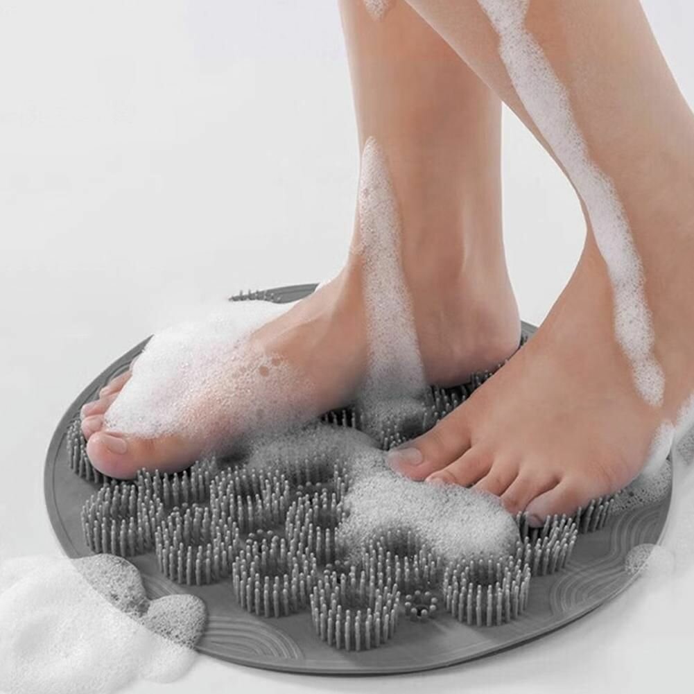 Мочалка массажная для тела и ног силиконовая, массажный коврик для ног, мочалка на присосках, щетка силиконовая для ног и тела