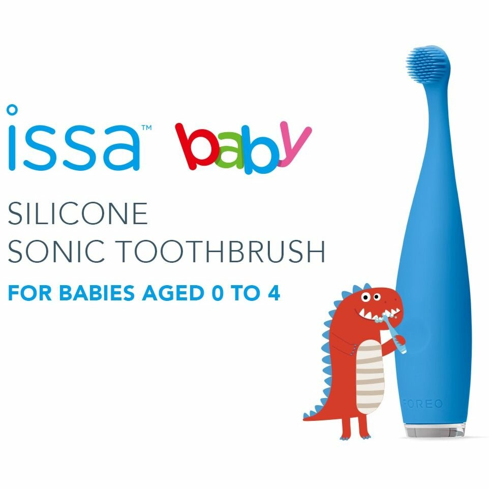 Foreo ISSA baby Ультрагигиеничная силиконовая звуковая электрическая зубная щетка для младенцев Toodler toothbrush 0-4, перезаряжаемая