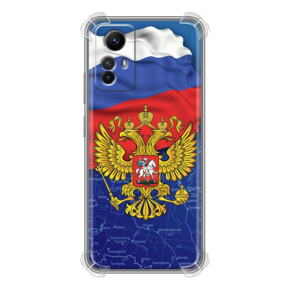 Чехол для Xiaomi Redmi Note 12S 4G с принтом для мужчин Герб и флаг России (Сяоми Редми Ноут 12С 4G)