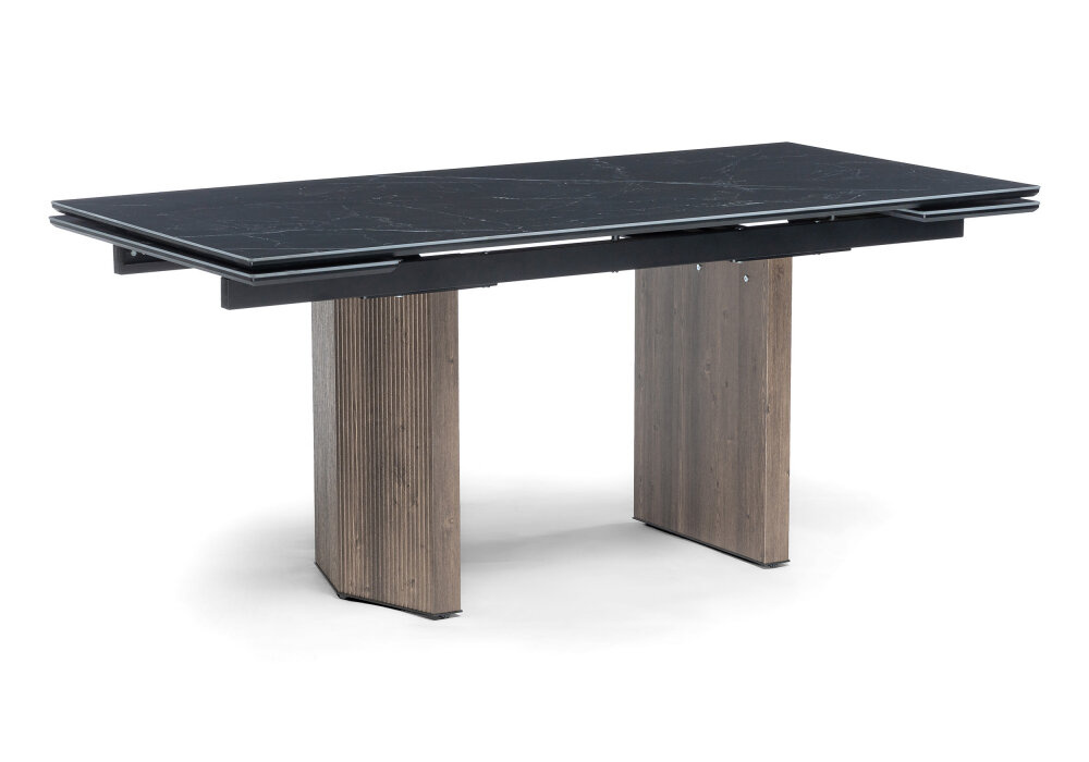 Керамический стол Монерон woodville черный, дерево и керамика, прямоугольная столешница