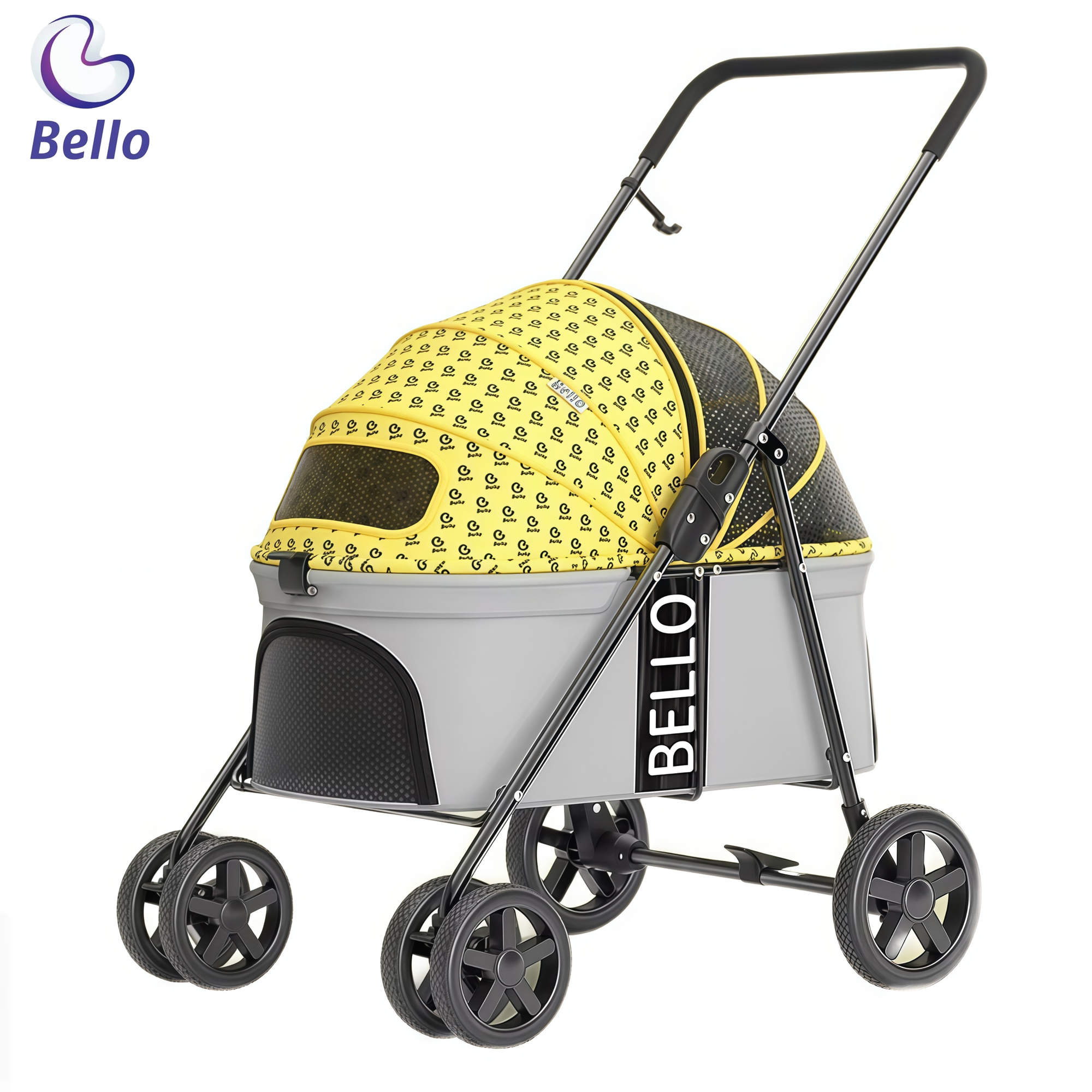 Коляска для заводчиков Bello, для кошек и собак, складная, не съемная, нагрузка до 15 кг, жёлтая