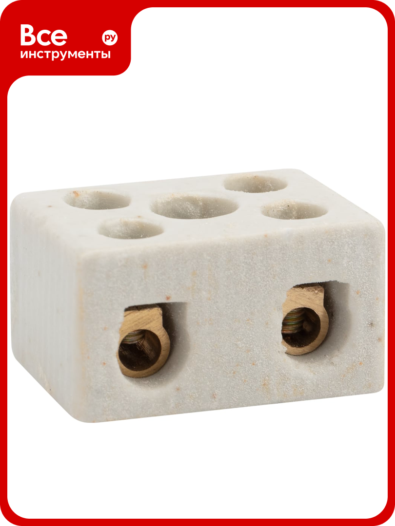 Керамическая винтовая клемма REXANT 2 пары 10 мм2 с крепежным отверстием 100 шт 07-6222, для соединения проводов