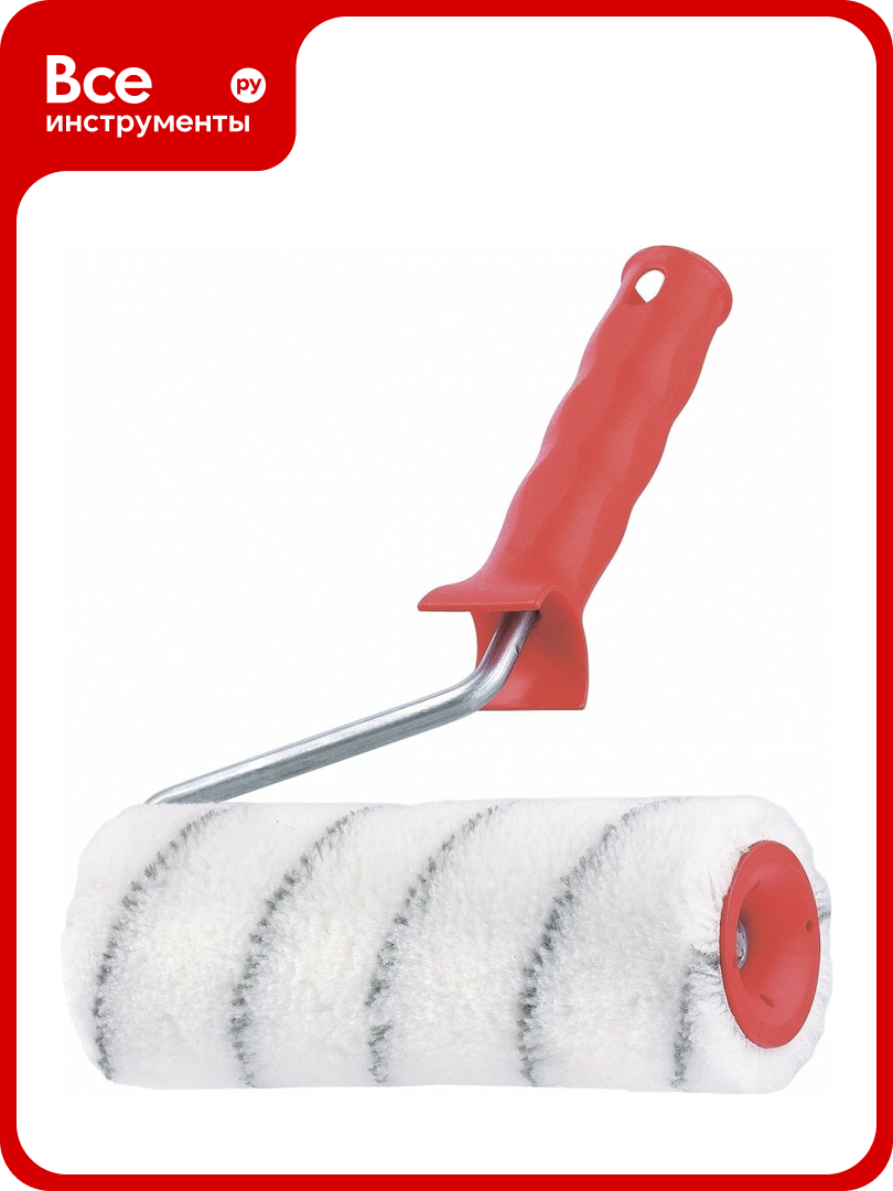 Валик MATRIX Грейтекс пластмассовая ручка, 180 мм, ворс 12 мм, D 40 мм, полиакрил Россия 80882, с гладкой