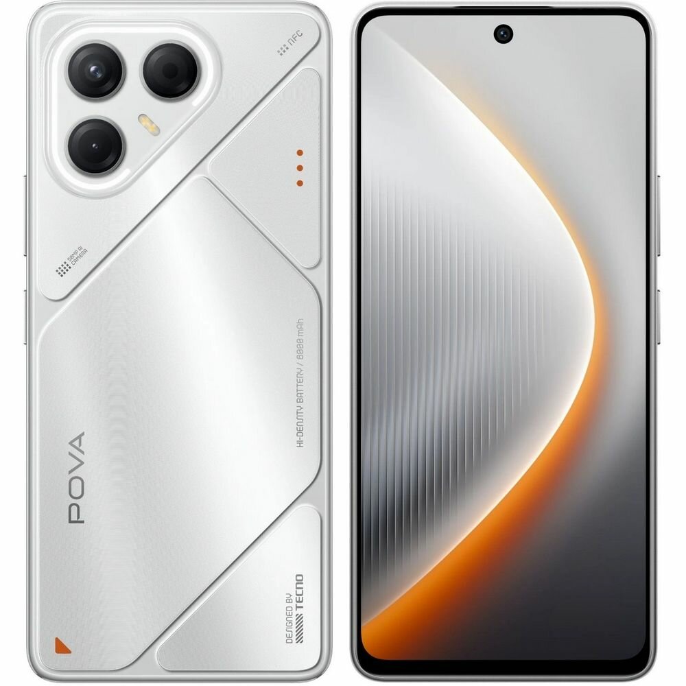 Смартфон Tecno Pova 7 5G 128Gb 8Gb серебристый 3G 4G 2Sim 6.78" IPS 1080x2460 And15 50Mpix 802.11 a/ LJ7 128+8 MAGIC SILVER