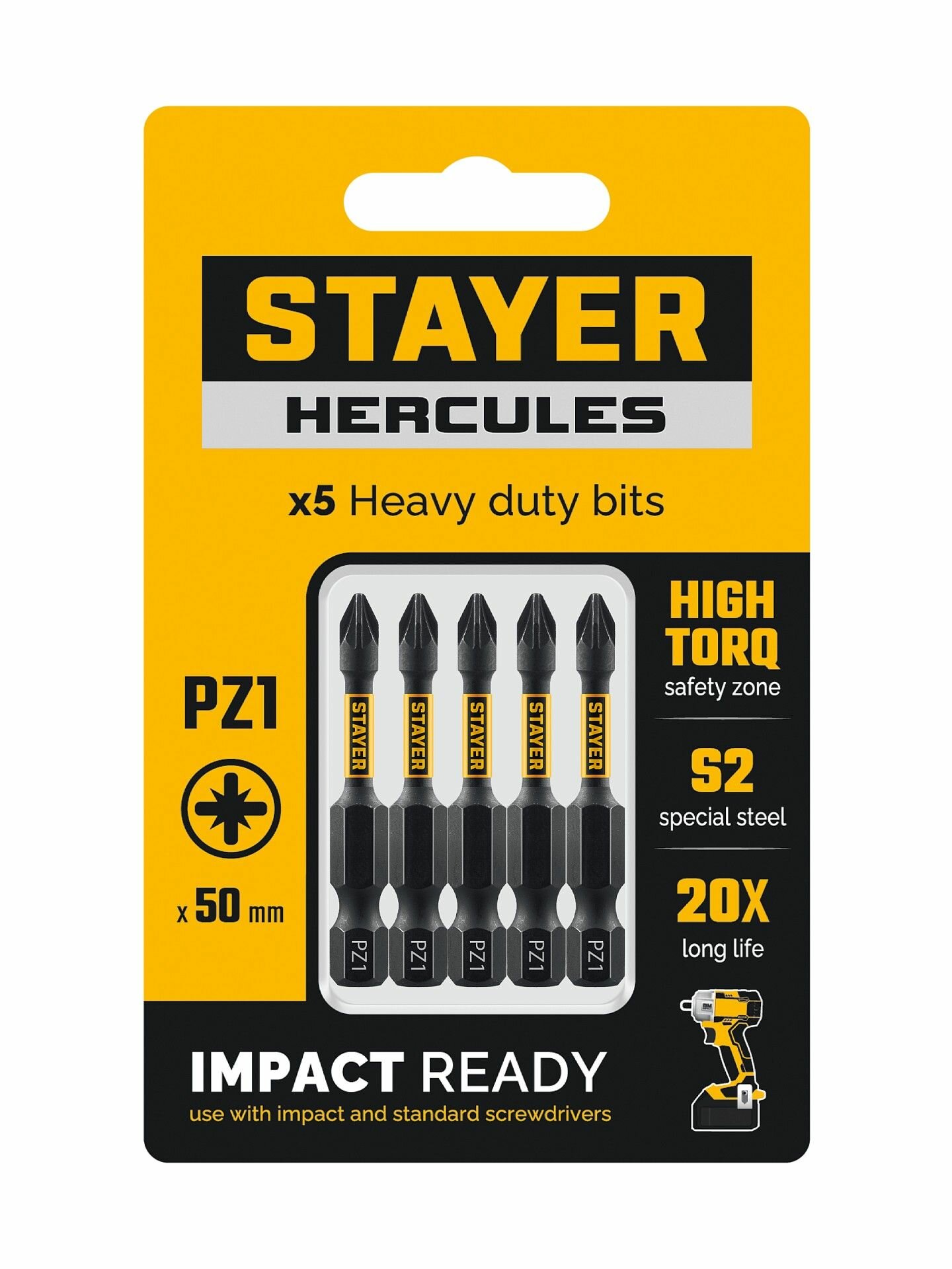 Торсионные биты STAYER HERCULES PZ1, 50 мм, 5 штук 26233-1-50-5