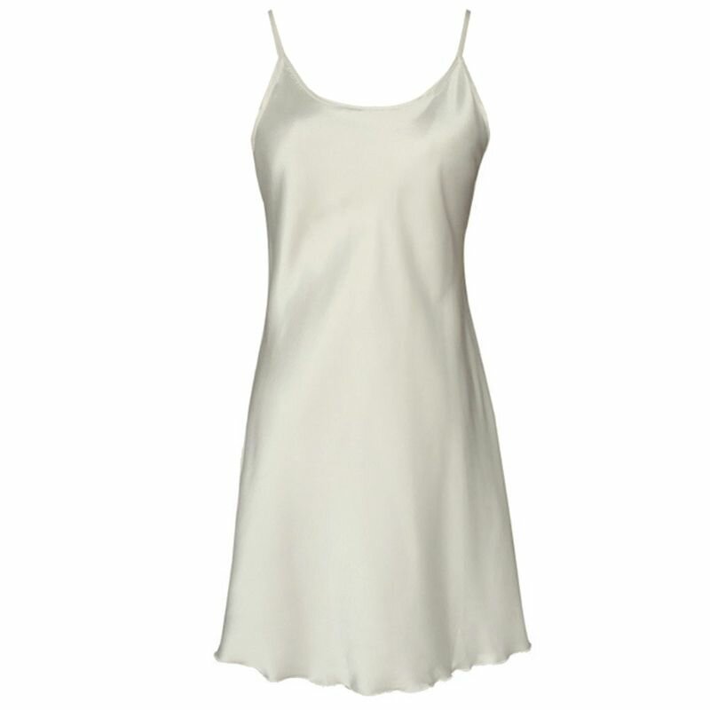 1 предмет сексуальной ночной рубашки на подтяжках из искусственного шелка-белоснежный-3XL